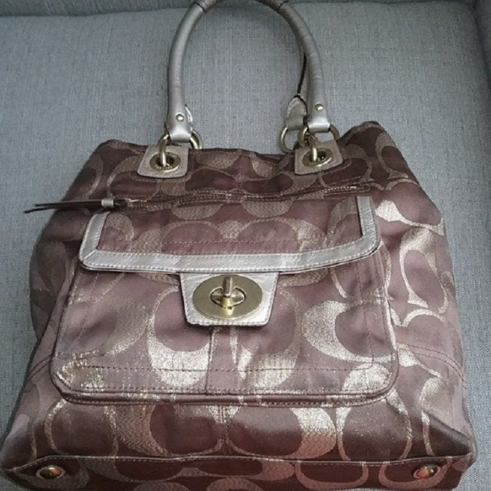 Coach Hamptons Signature Lurex Tote, Vgc - Gem